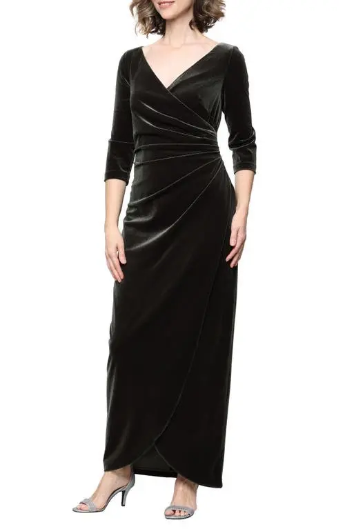 Alex Evenings Ruched Velvet Gown