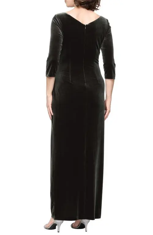 Alex Evenings Ruched Velvet Gown