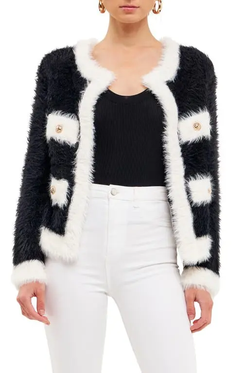 Endless Rose Colorblock Cardigan - Black/ White