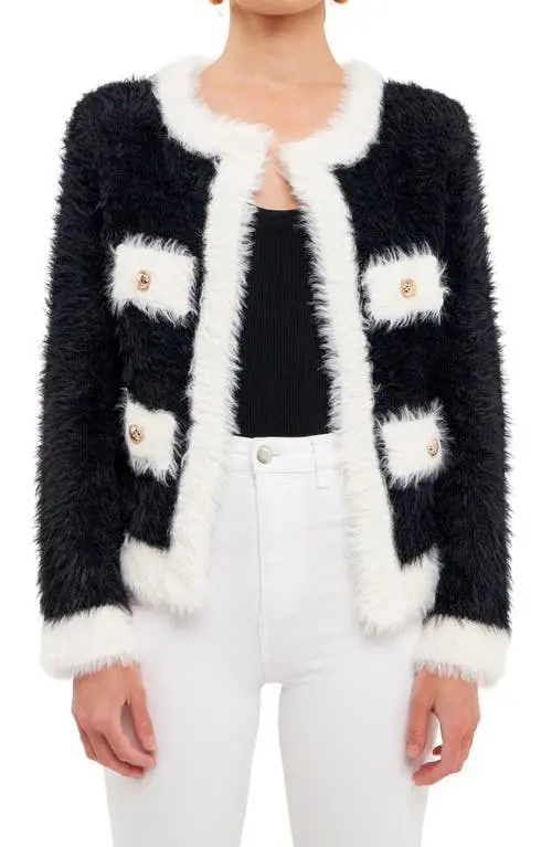 Endless Rose Colorblock Cardigan - Black/ White