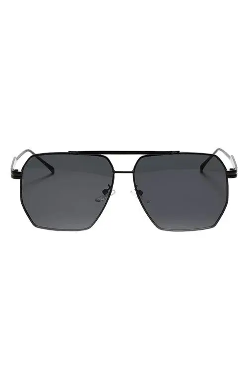 FIFTH & NINTH Goldie 60mm Polarized Aviator Sunglasses - Black/black