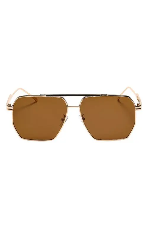 FIFTH & NINTH Goldie 60mm Polarized Aviator Sunglasses - Gold/ Brown