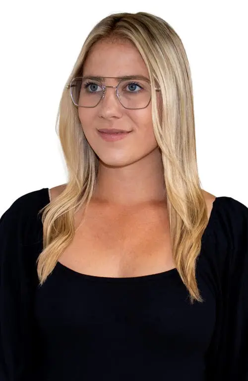 FIFTH & NINTH Loki Geometric Blue Light Blocking Eyeglasses - Silver/clear