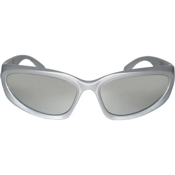 FIFTH & NINTH Racer Polarized Wraparound Sunglasses - Silver/silver