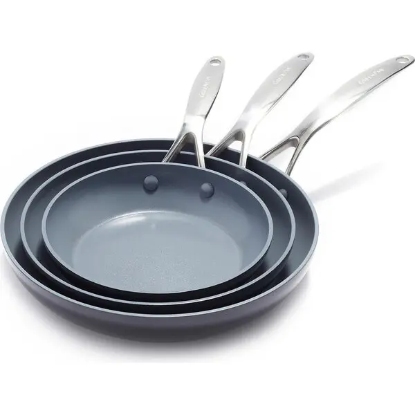 GREENPAN Valencia Pro Set Of 3 Ceramic Nonstick Fry Pans - Grey