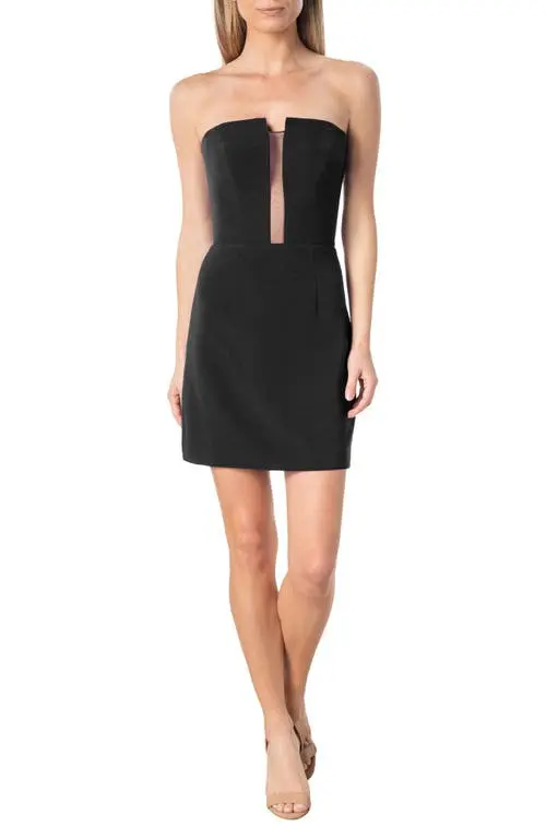 Dress The Population Strapless Mini Dress With Illusion Inset - Black