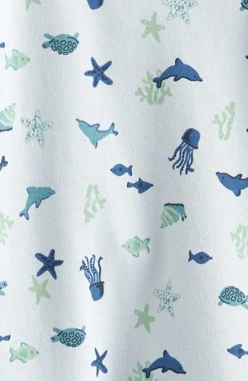 Nordstrom Print Zip Cotton Footie - Blue Illusion Marine Animals