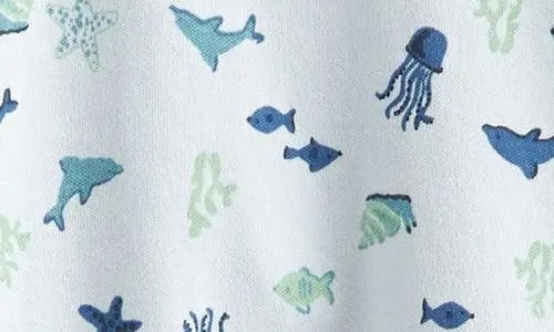 Nordstrom Print Zip Cotton Footie - Blue Illusion Marine Animals