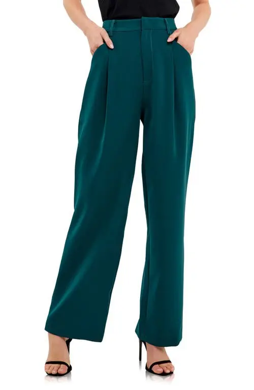 Endless Rose Classic Pleated Suit Trousers - Emerald