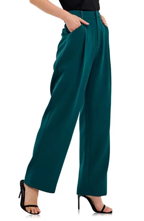 Endless Rose Classic Pleated Suit Trousers - Emerald