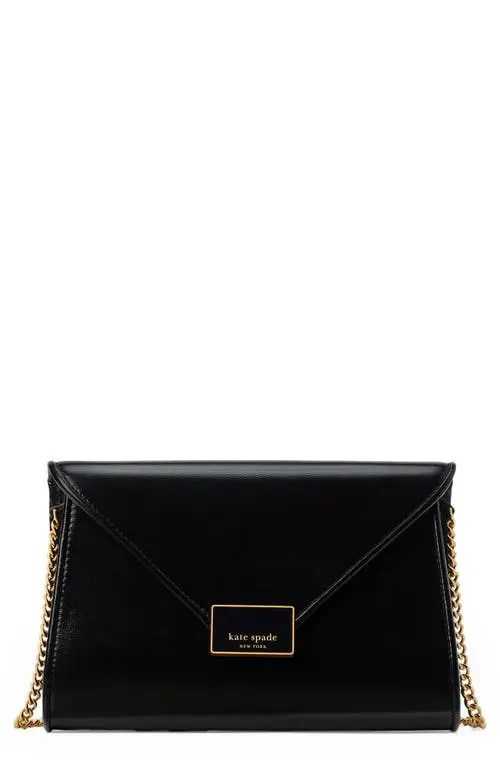 Kate Spade New York Medium Anna Leather Envelope Clutch - Black