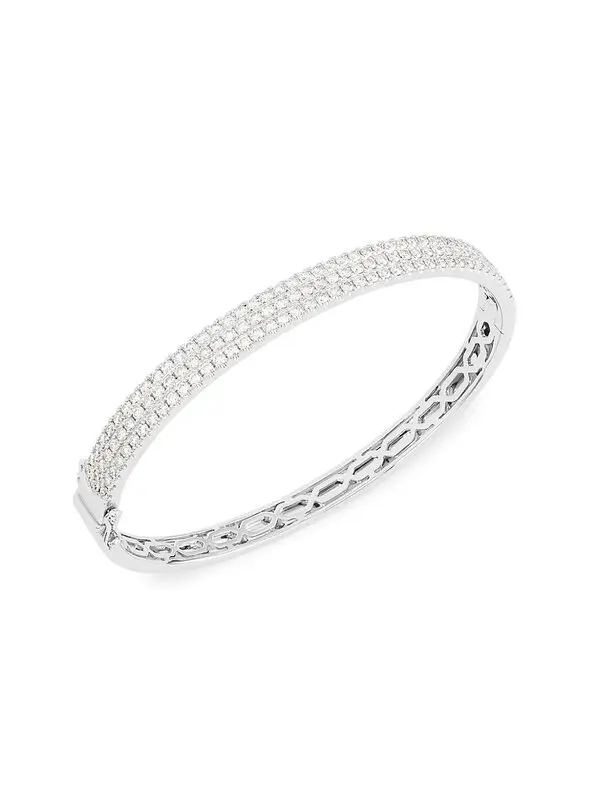 Saks Fifth Avenue Collection 14k & 2.35 Tcw Diamond Three-row Bangle - White Gold
