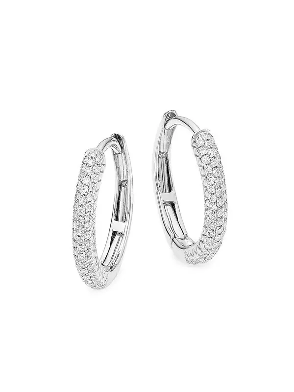 Saks Fifth Avenue Collection 14k & 0.21 Tcw Diamond Hoop Earrings - White Gold
