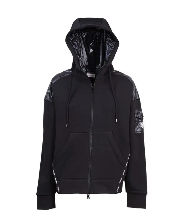 Moncler Zip-up Sleeve Pocket Hoodie - Black