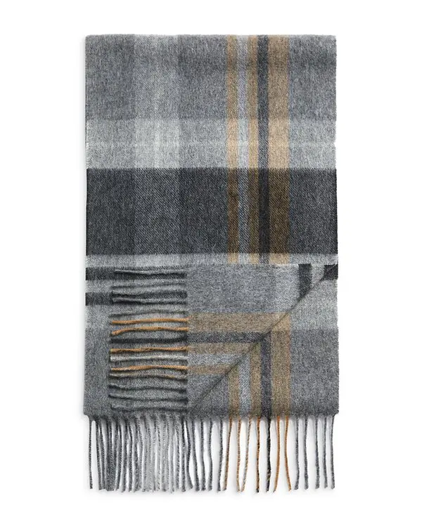 Bloomingdale'S Plaid Oversized Cashmere Scarf Exclusive - Gray