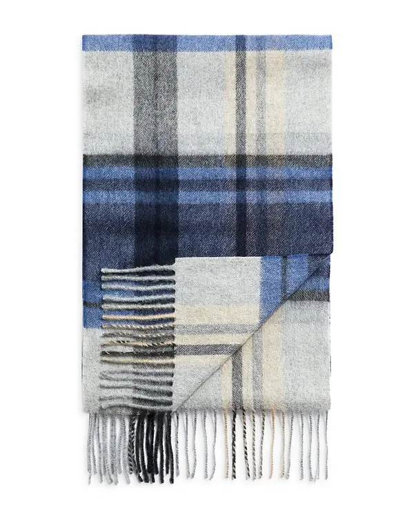 Bloomingdale'S Plaid Oversized Cashmere Scarf Exclusive - Navy
