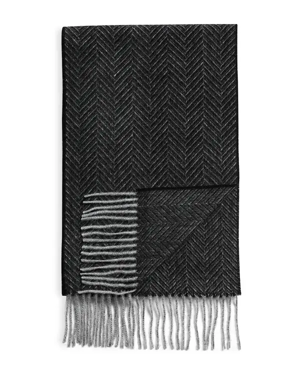 Bloomingdale'S Herringbone Oversized Cashmere Scarf Exclusive - Black