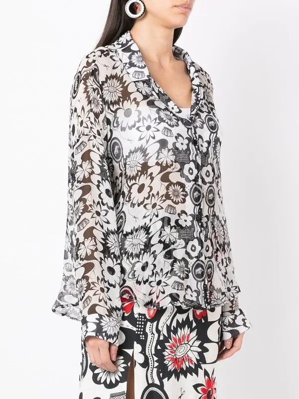 AMIR SLAMA Floral Print Silk Shirt