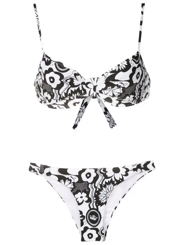 AMIR SLAMA Floral-print Bikini Set - Black