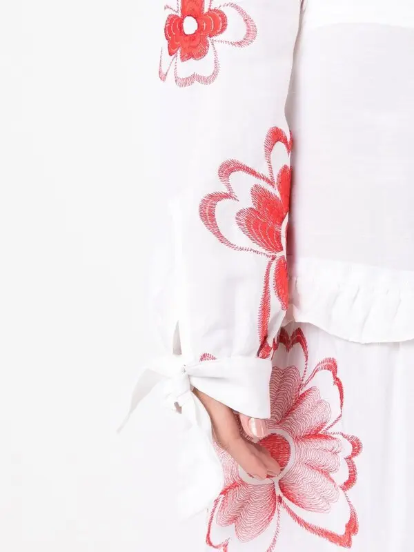 AMIR SLAMA Floral-embroidered Cropped Shirt