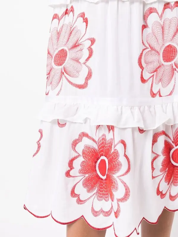 AMIR SLAMA Floral-embroidered Tiered Skirt