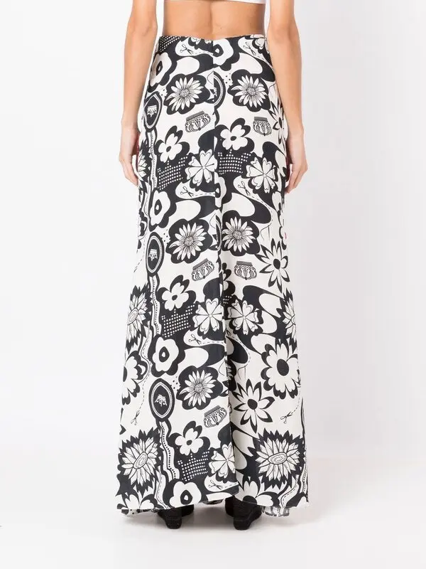 AMIR SLAMA Floral-print Wide-leg Trousers