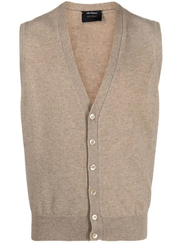 DELL'OGLIO V-neck Cashmere Vest - Neutrals