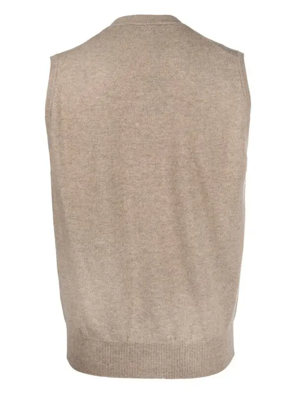 DELL'OGLIO V-neck Cashmere Vest - Neutrals