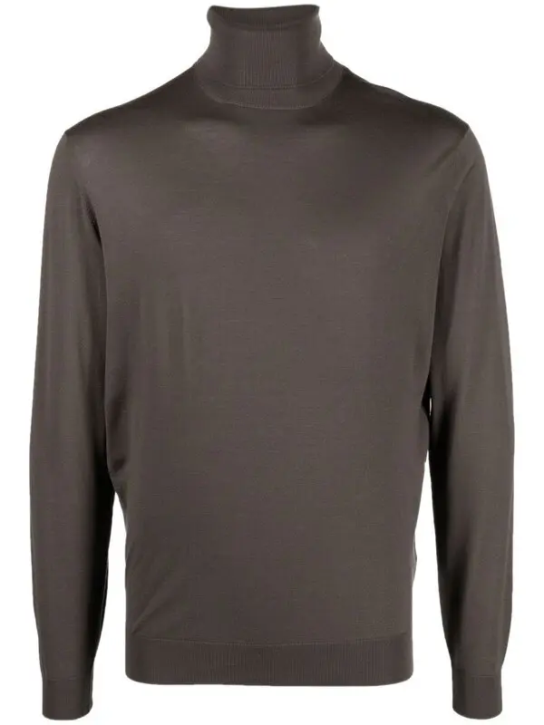 DELL'OGLIO Merino-wool Roll-neck Jumper - Brown