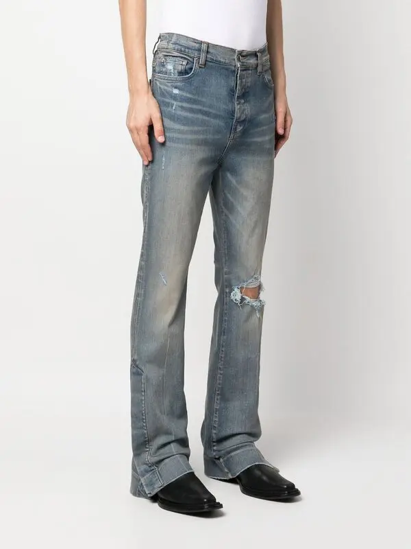 Amiri Ripped Detail Bootcut Jeans - Blue