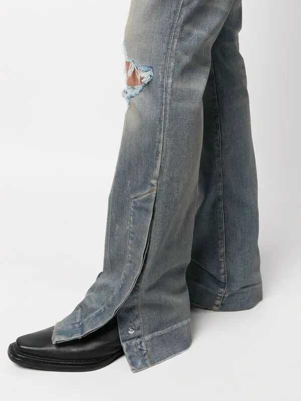 Amiri Ripped Detail Bootcut Jeans - Blue