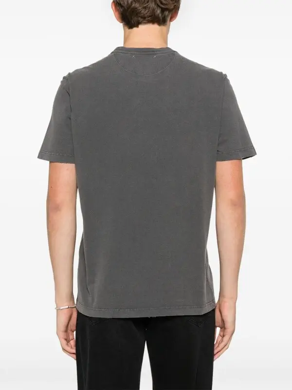 GOLDEN GOOSE Inverted-logo Distressed-effect T-shirt - Grey