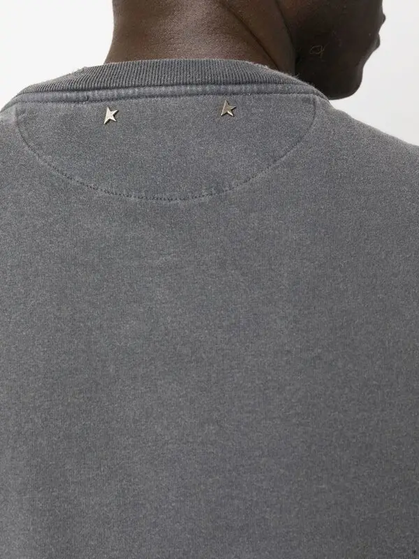 GOLDEN GOOSE Inverted-logo Distressed-effect T-shirt - Grey