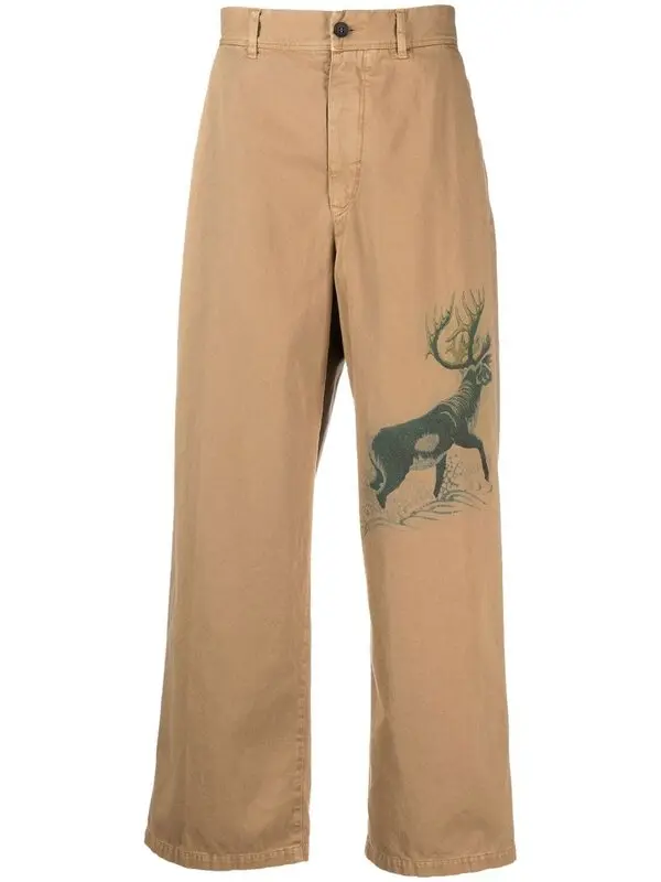 Incotex Graphic-print Wide-leg Trousers