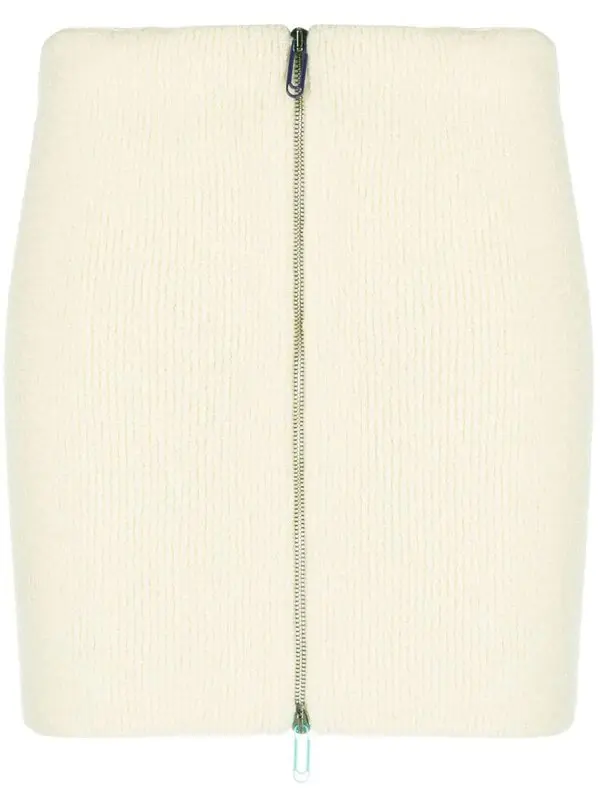 Off-White Zip-front Knit Skirt - Neutrals