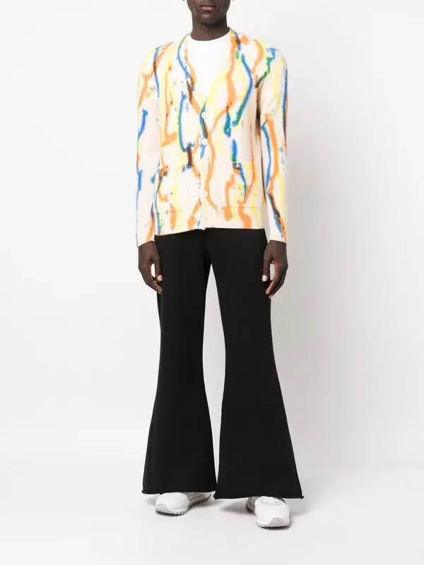 THE ELDER STATESMAN Painterly-print Cashmere Cardigan