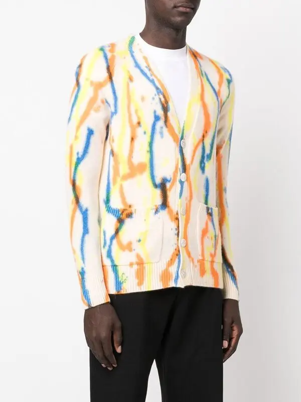 THE ELDER STATESMAN Painterly-print Cashmere Cardigan