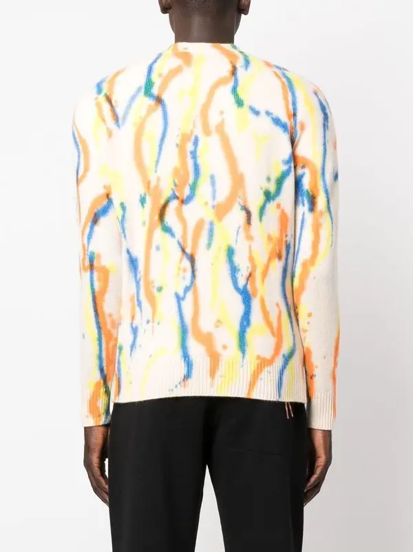 THE ELDER STATESMAN Painterly-print Cashmere Cardigan