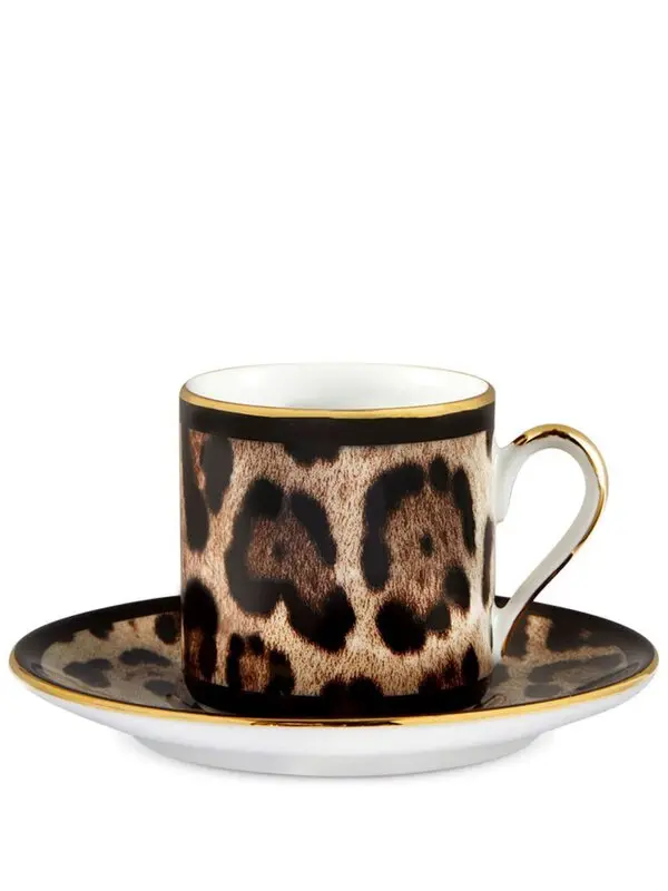 Dolce & Gabbana Leopard-print Porcelain Espresso Set - Black