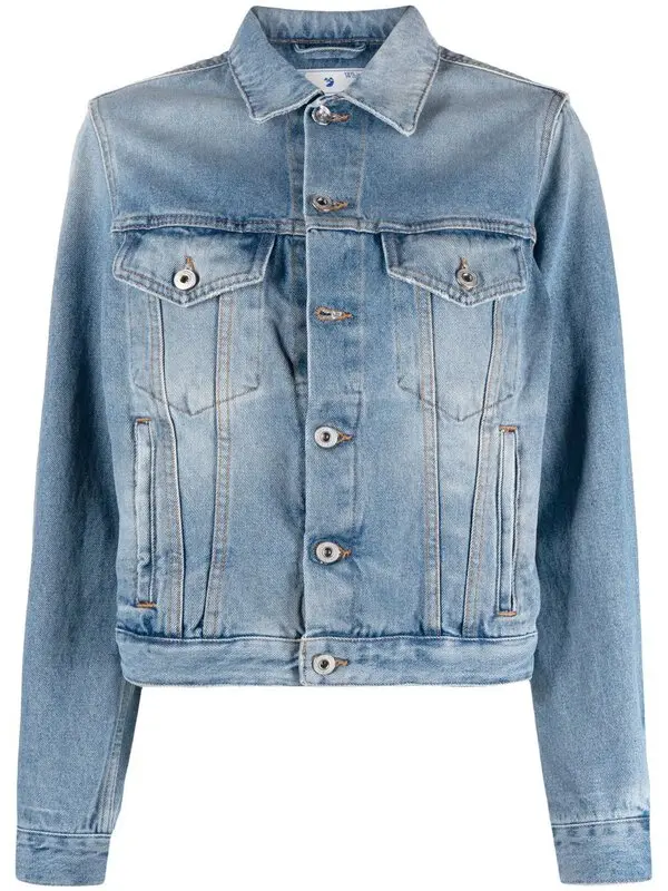 Off-White Corporate Logo-patch Denim Jacket - Blue