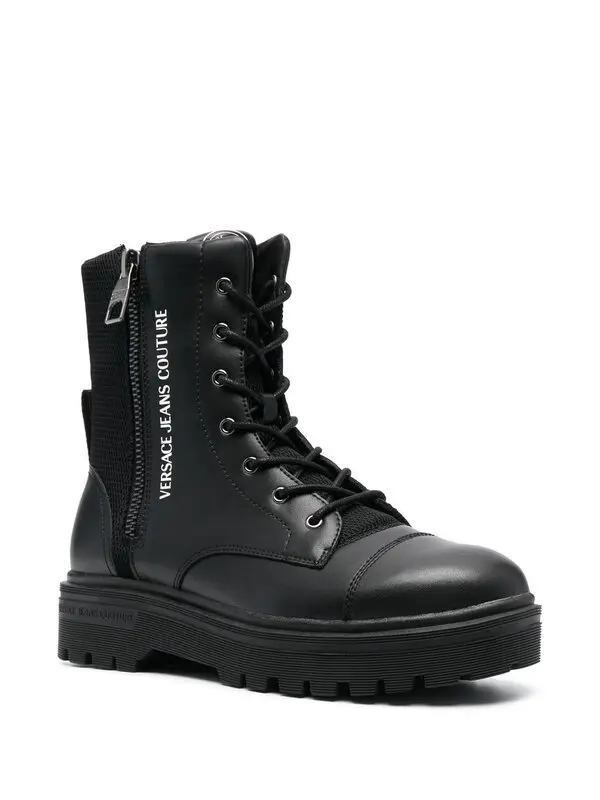 Versace Calf Leather Lace-up Combat Boots
