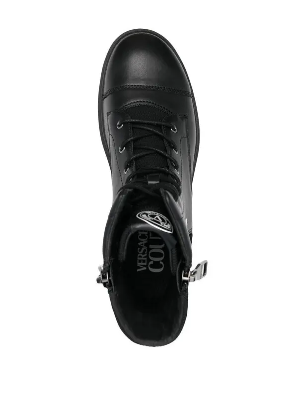 Versace Calf Leather Lace-up Combat Boots