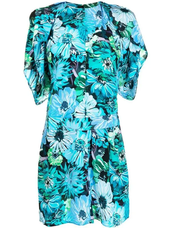Stella McCartney Floral-print Silk Mini Dress - Blue