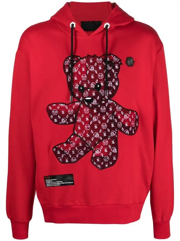 Philipp Plein Teddy Bear Long-sleeve Hoodie - Red