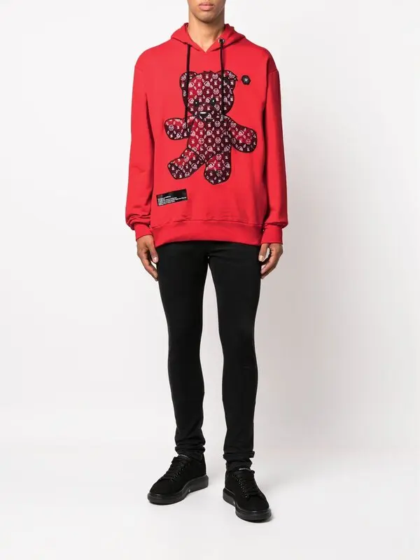 Philipp Plein Teddy Bear Long-sleeve Hoodie - Red