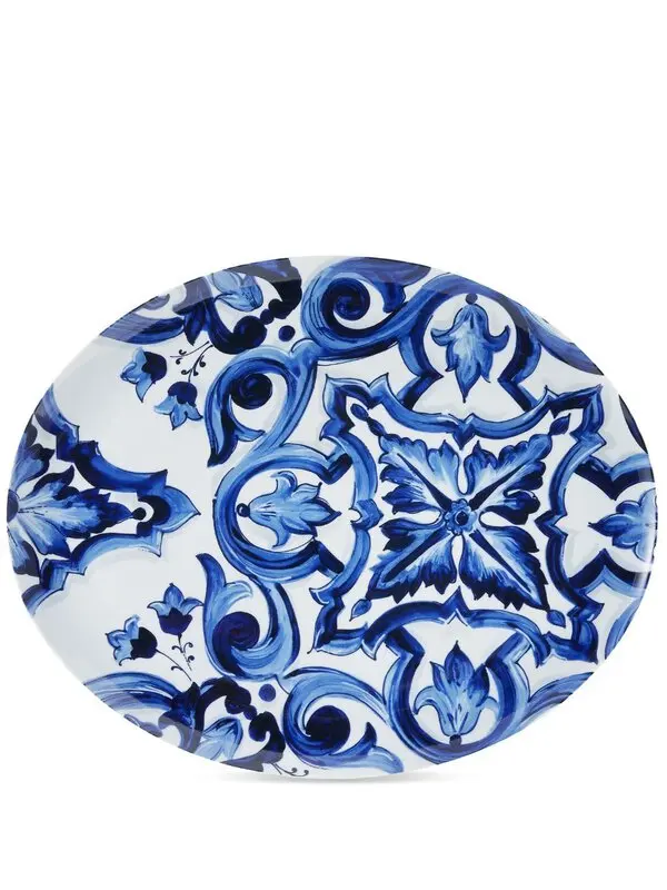 Dolce & Gabbana Mediterranean-pattern Porcelain Platter - Blue