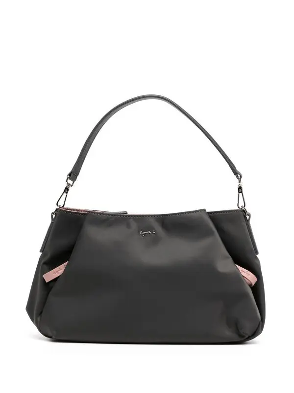 AGNES B. Logo-plaque Satin Shoulder Bag - Grey