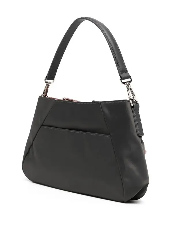 AGNES B. Logo-plaque Satin Shoulder Bag - Grey
