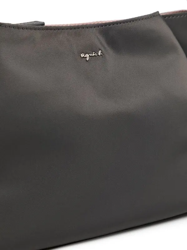 AGNES B. Logo-plaque Satin Shoulder Bag - Grey