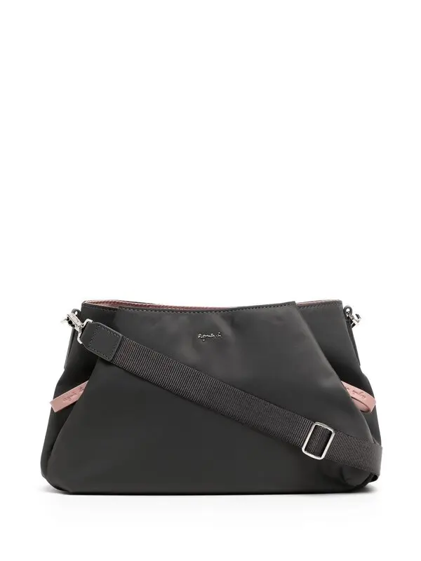 AGNES B. Logo-plaque Satin Shoulder Bag - Grey
